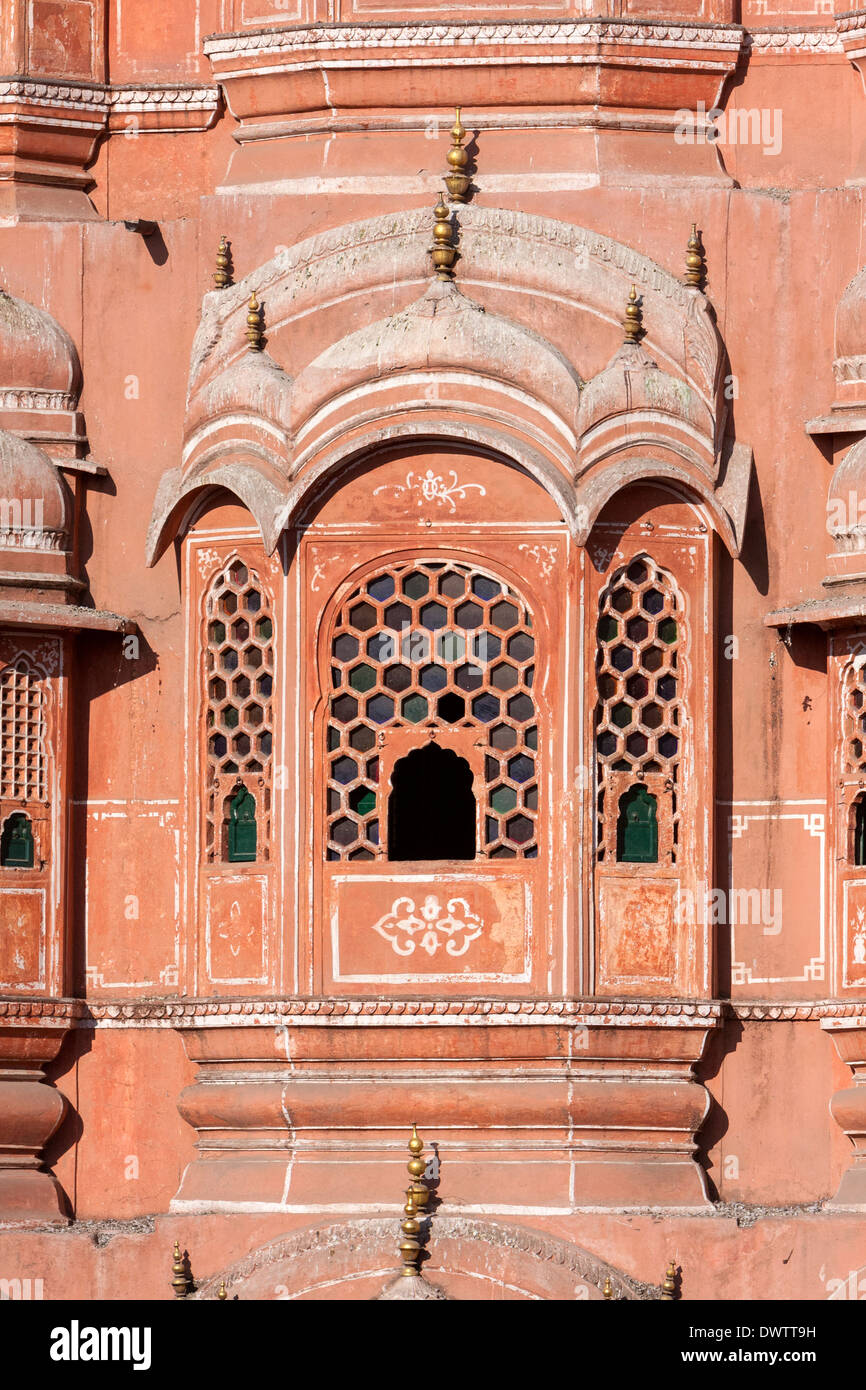 Jaipur, Rajasthan, India. Hawa Mahal, built 1799. Hexagons in the ...