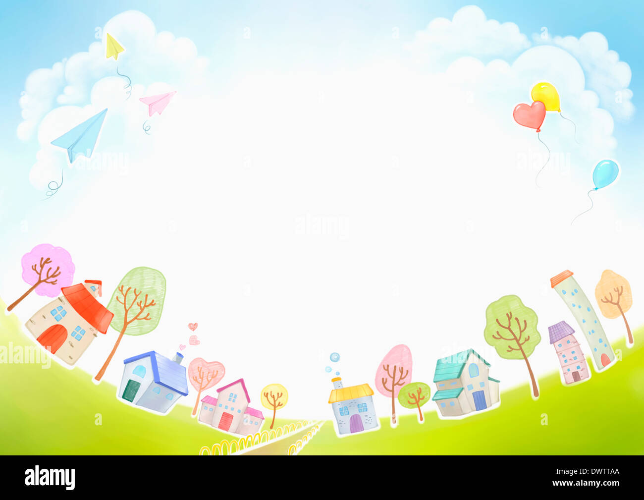 a picture with houses and nature Stock Photo - Alamy