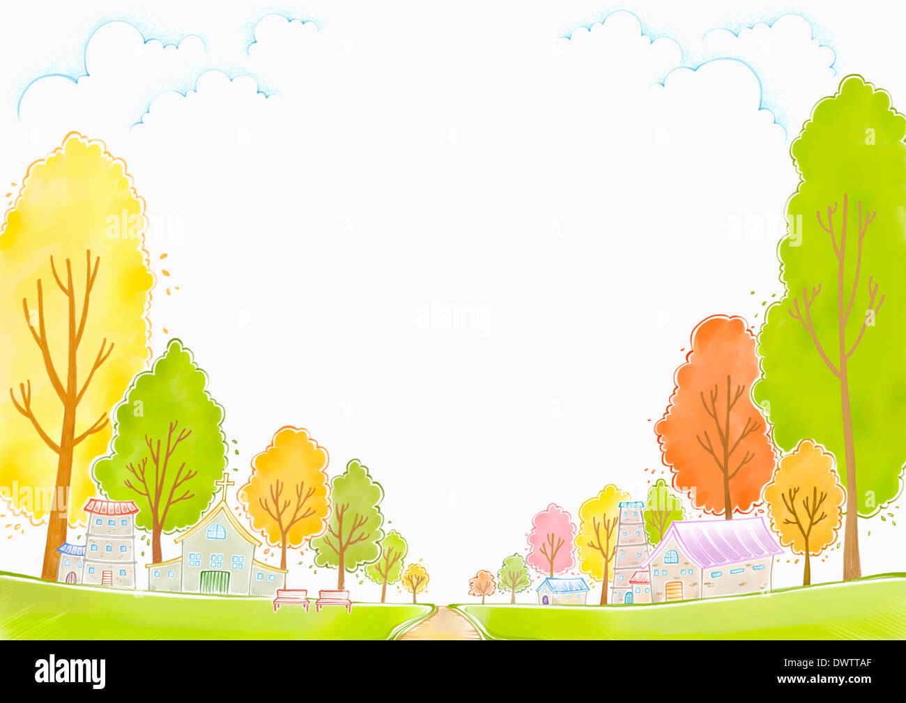 a picture with houses and nature Stock Photo - Alamy