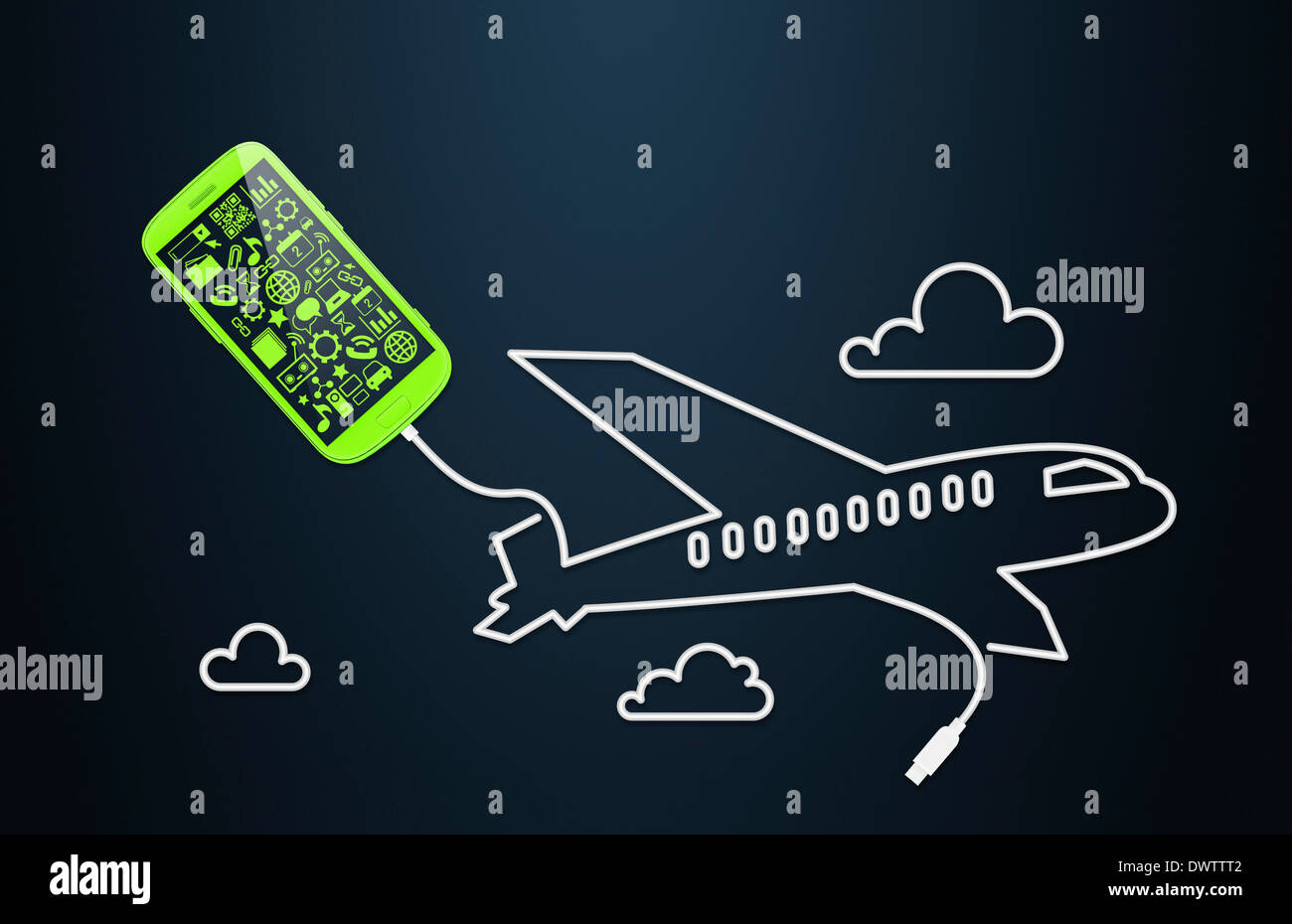 phone with a cord in a shape of a plane Stock Photo - Alamy