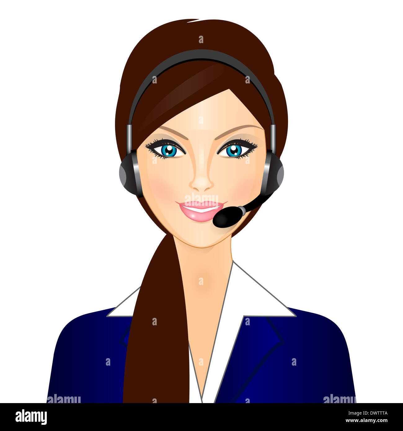 Vector illustration of smiling telephone operator Stock Photo - Alamy