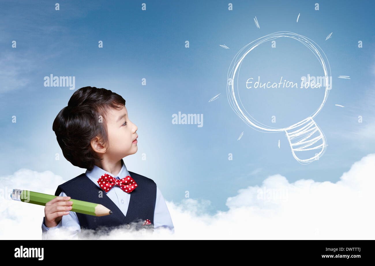 a boy with education ideas Stock Photo - Alamy