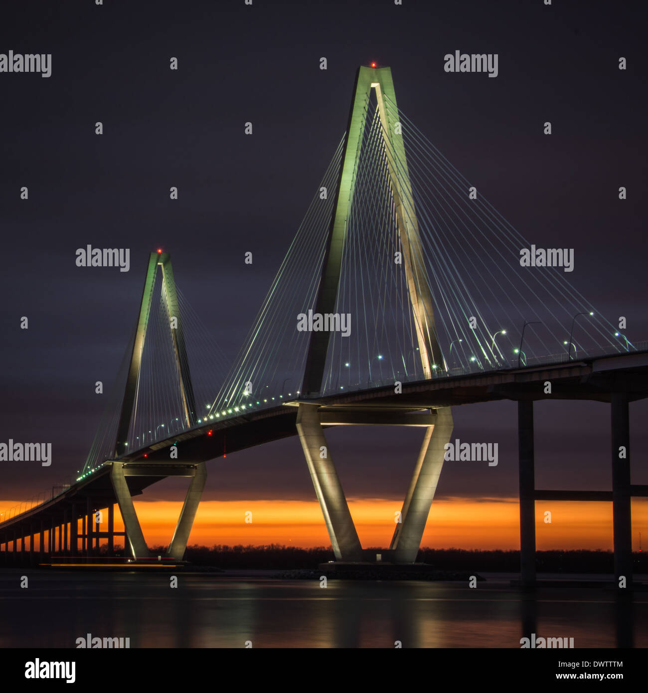 Charleston Ravenel Bridge Sunset High Resolution Stock Photography and ...