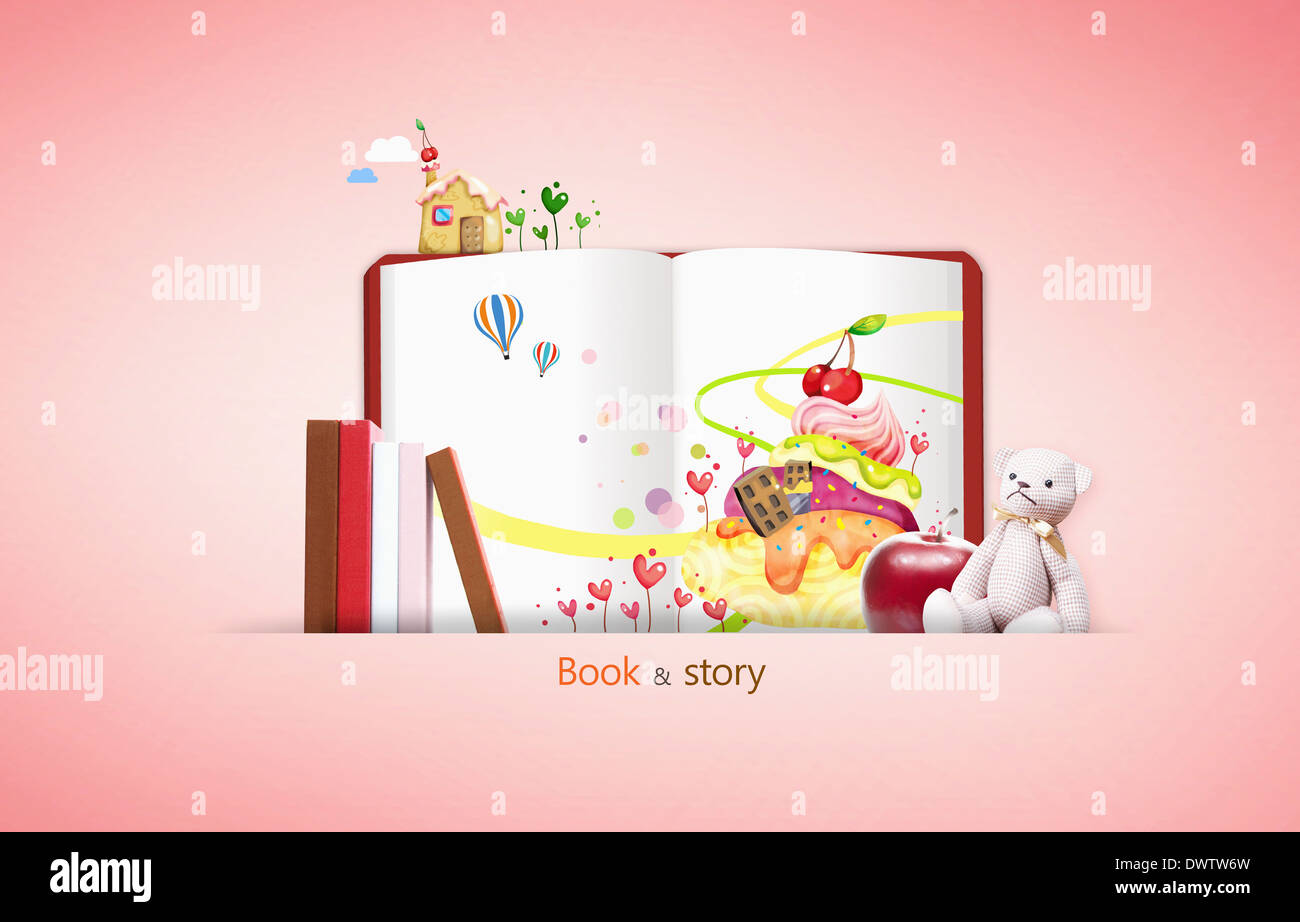 a book with a scene coming out Stock Photo - Alamy