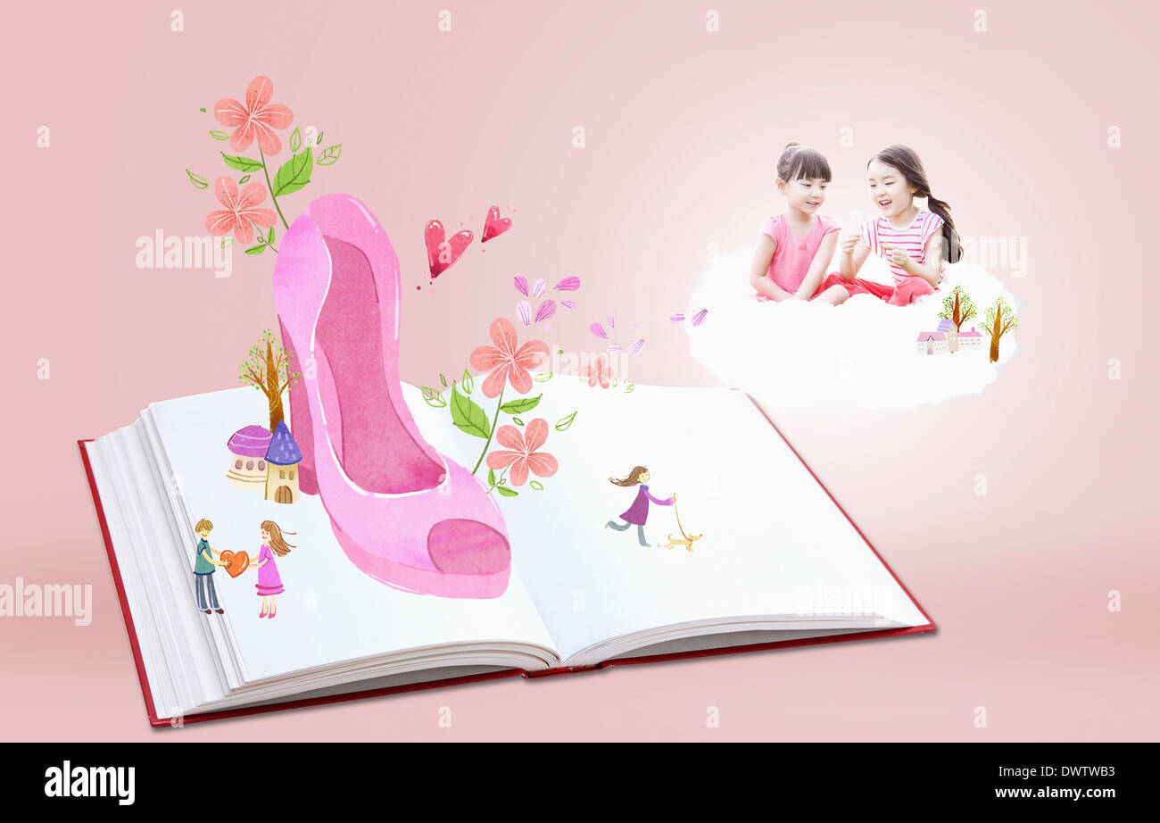 a book with a scene coming out Stock Photo - Alamy