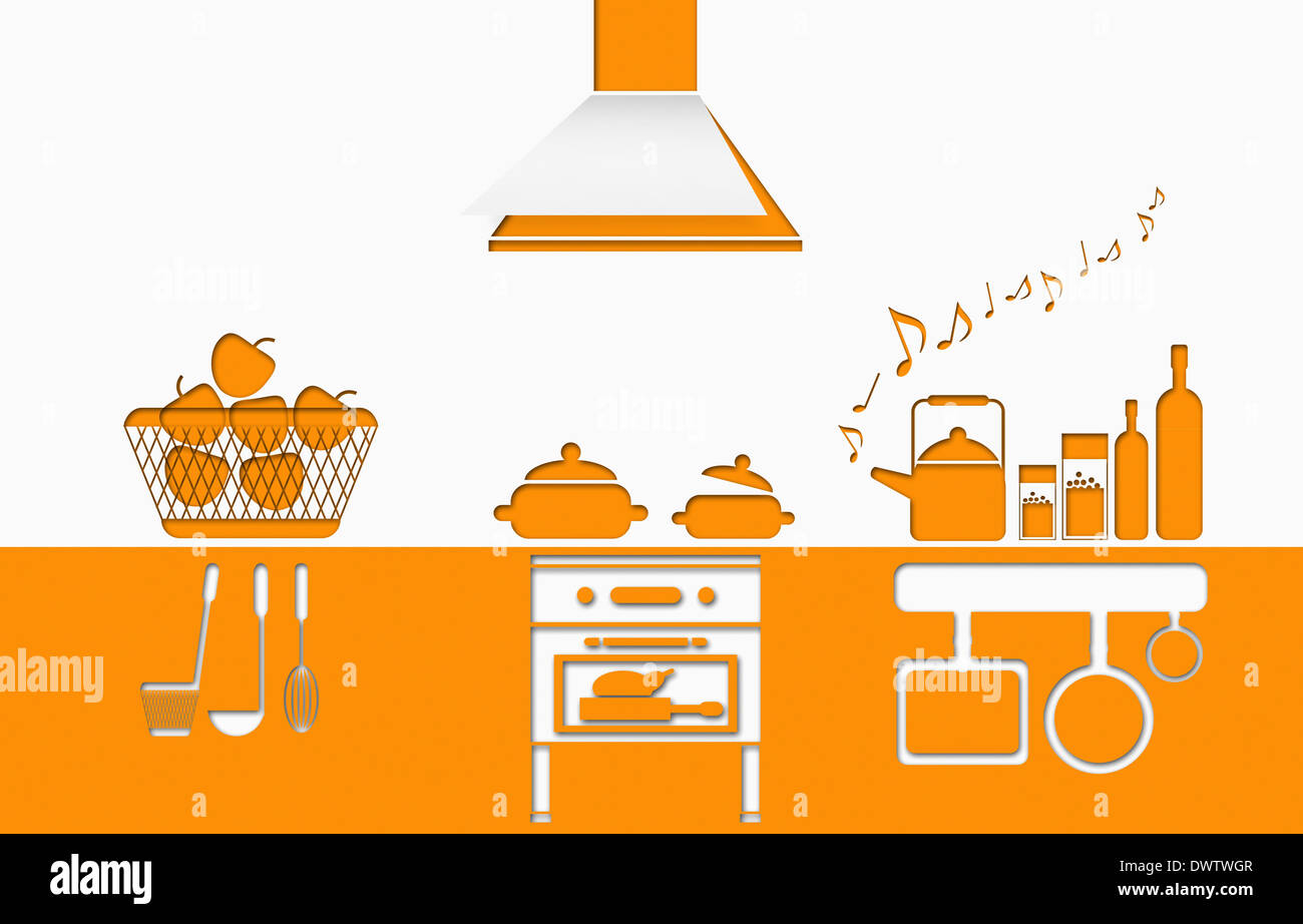 an illustration of a kitchen Stock Photo - Alamy