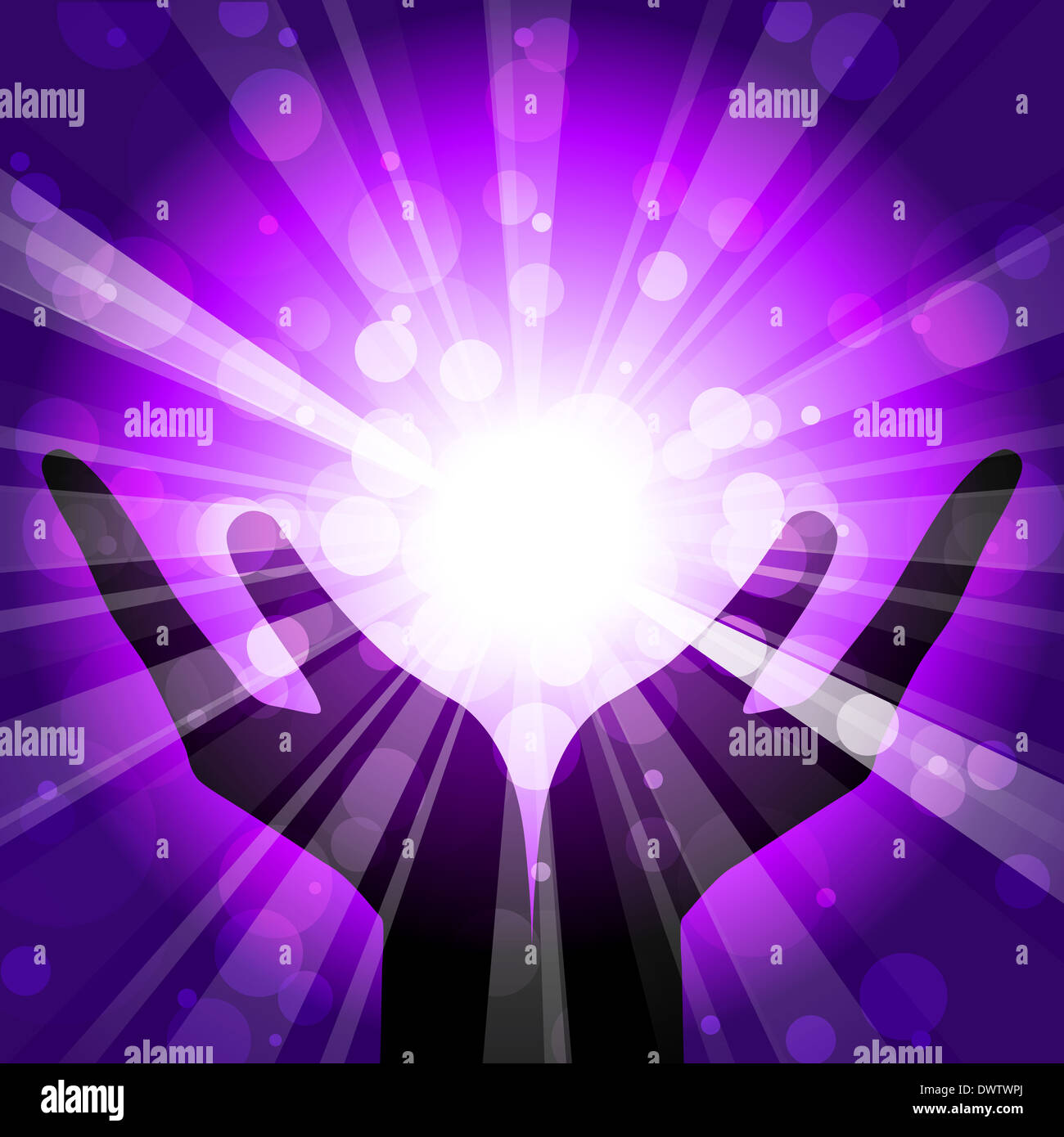 illustration of hands with light Stock Photo - Alamy