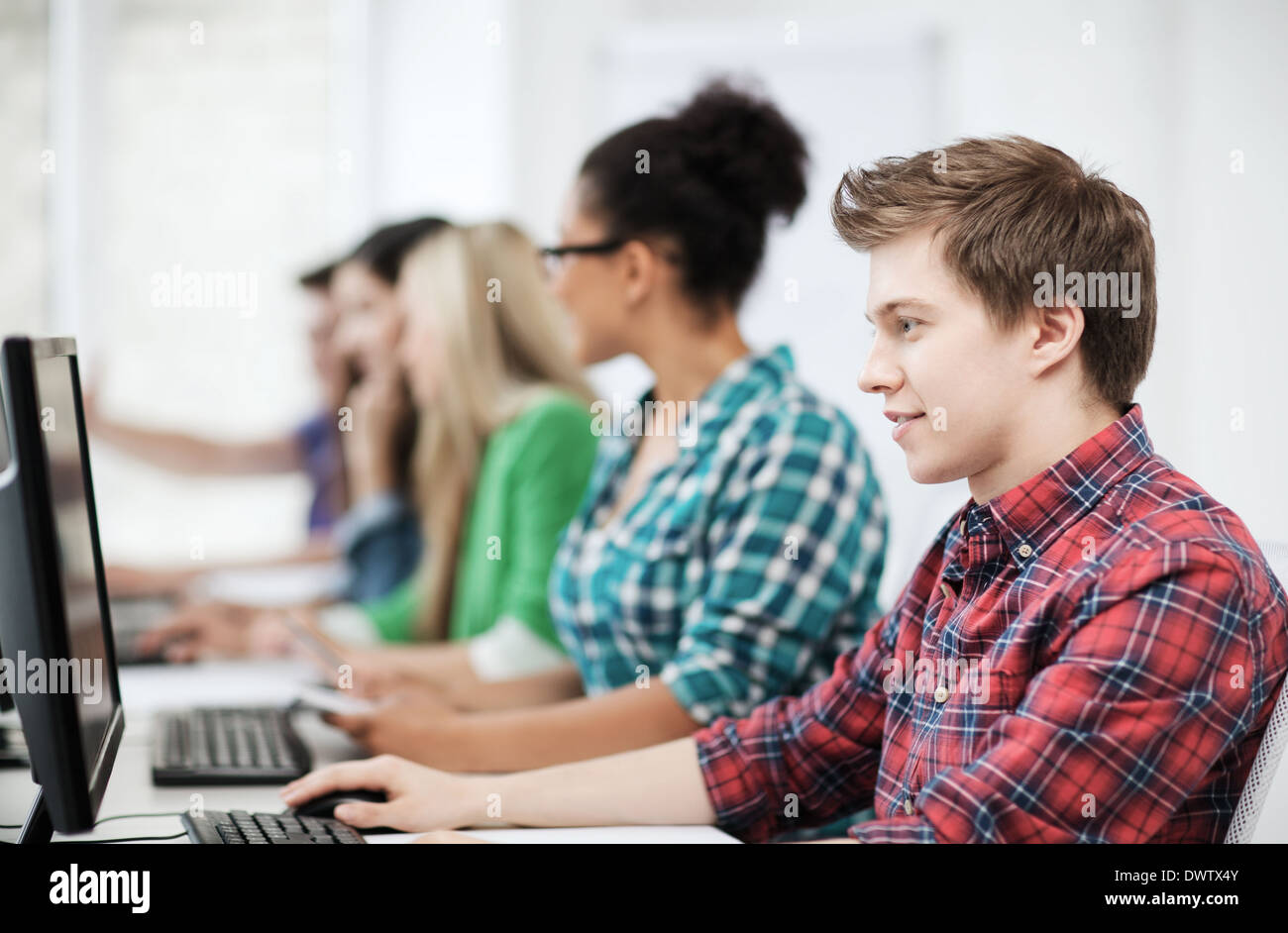 student with computer studying at school Stock Photo - Alamy