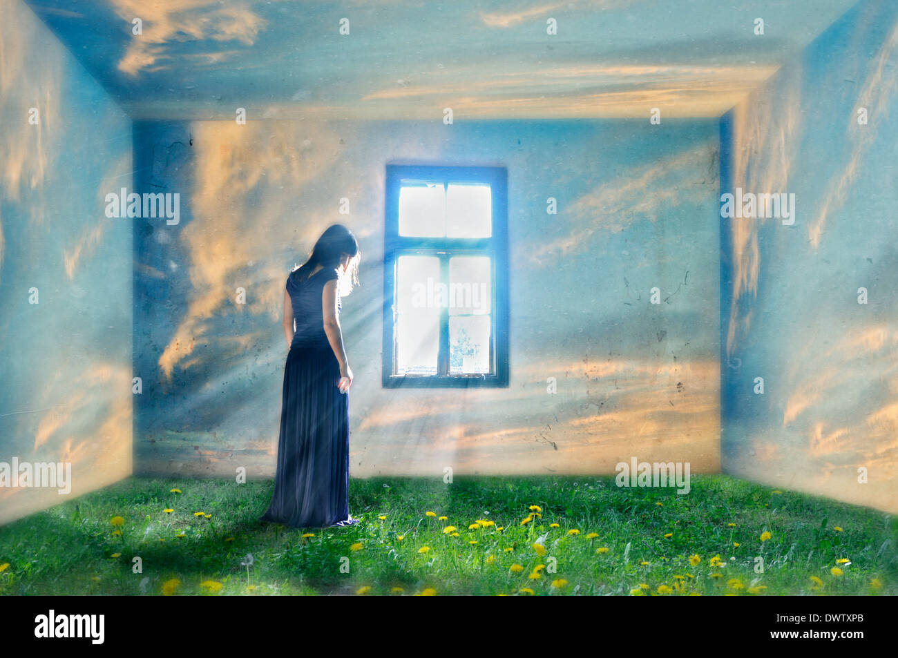 Shadow person standing window blue hi-res stock photography and images ...