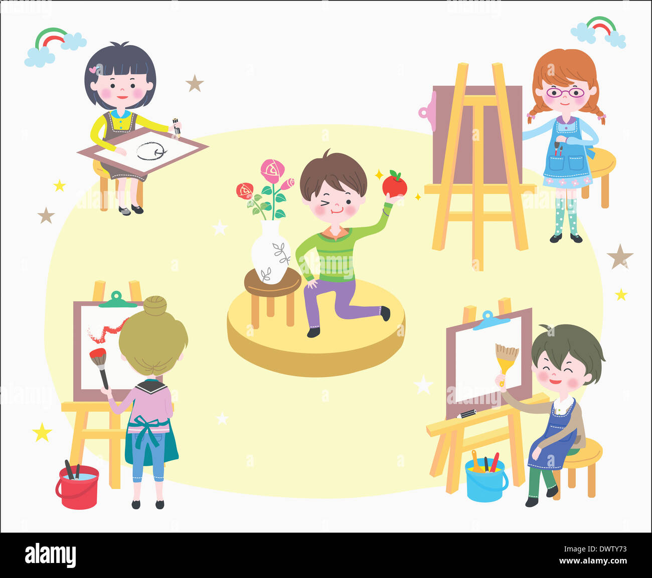 kids doing art Stock Photo - Alamy