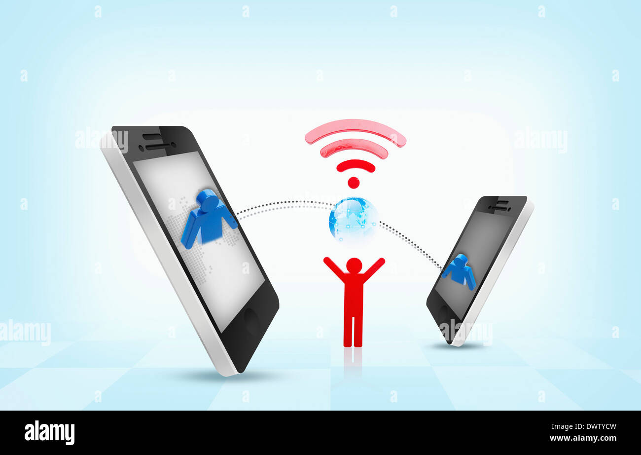 a human shape between two connected devices Stock Photo - Alamy