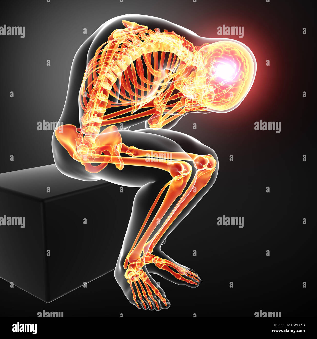 Headache man drawing Stock Photo - Alamy