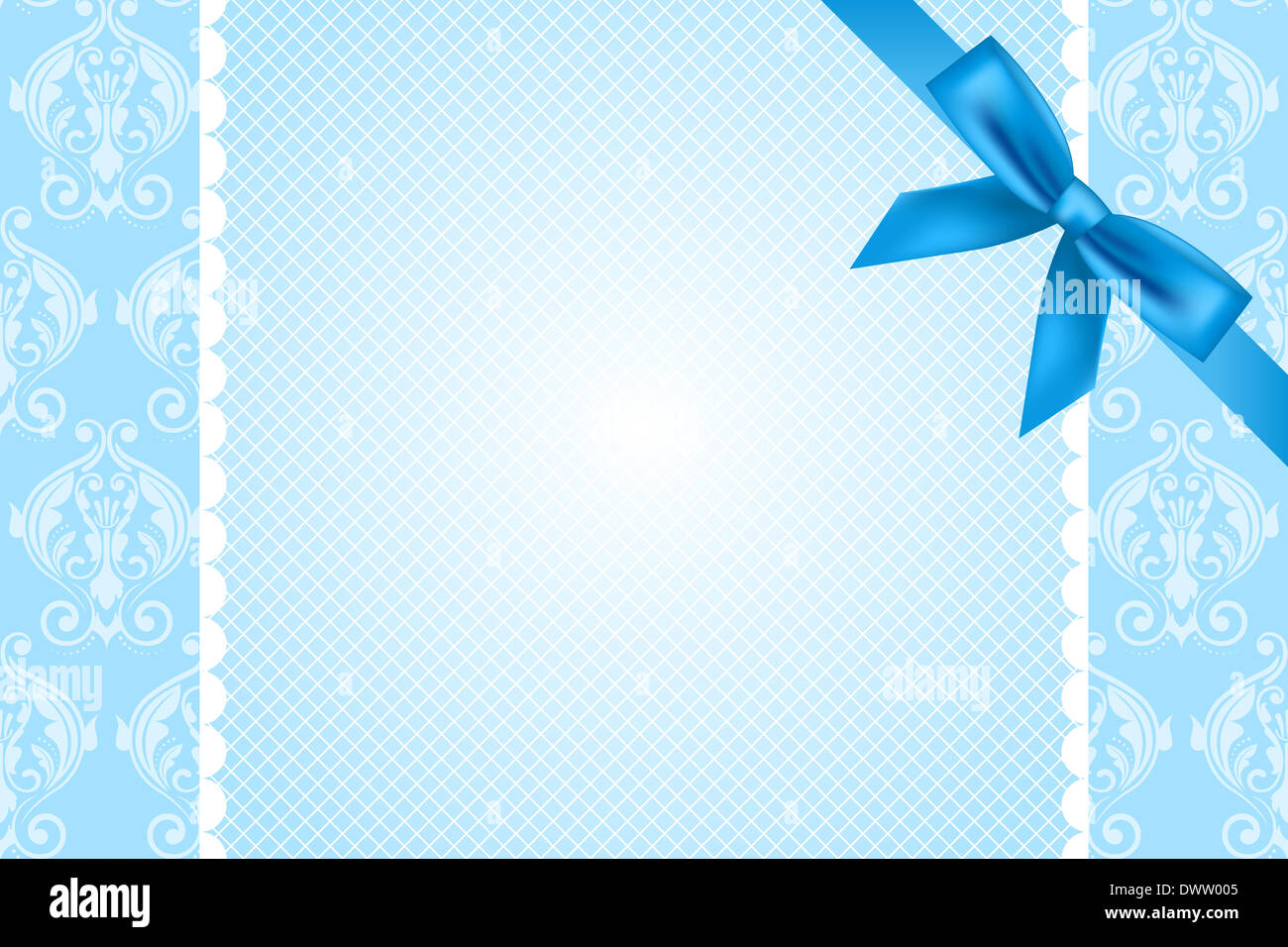 Vector blue background with lace and bow Stock Photo - Alamy