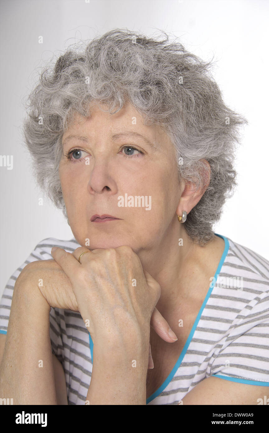 Concern senior woman Stock Photo - Alamy