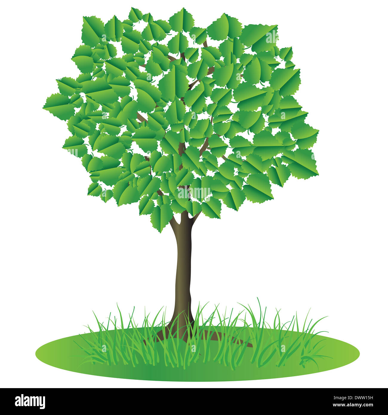 colorful illustration with green tree for your design Stock Photo - Alamy