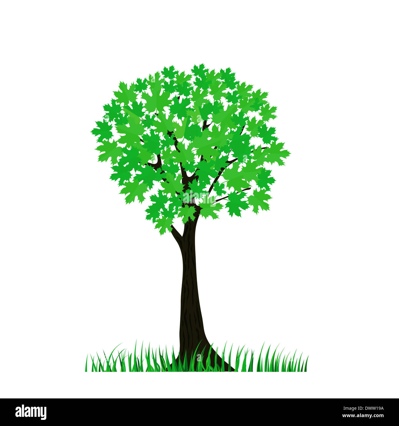colorful illustration with green tree for your design Stock Photo - Alamy