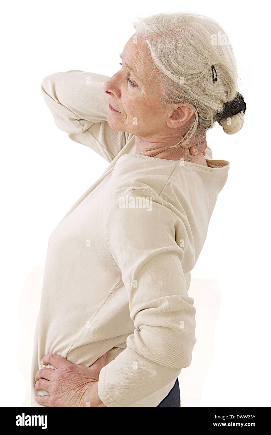 Nape of the neck pain senior Stock Photo - Alamy