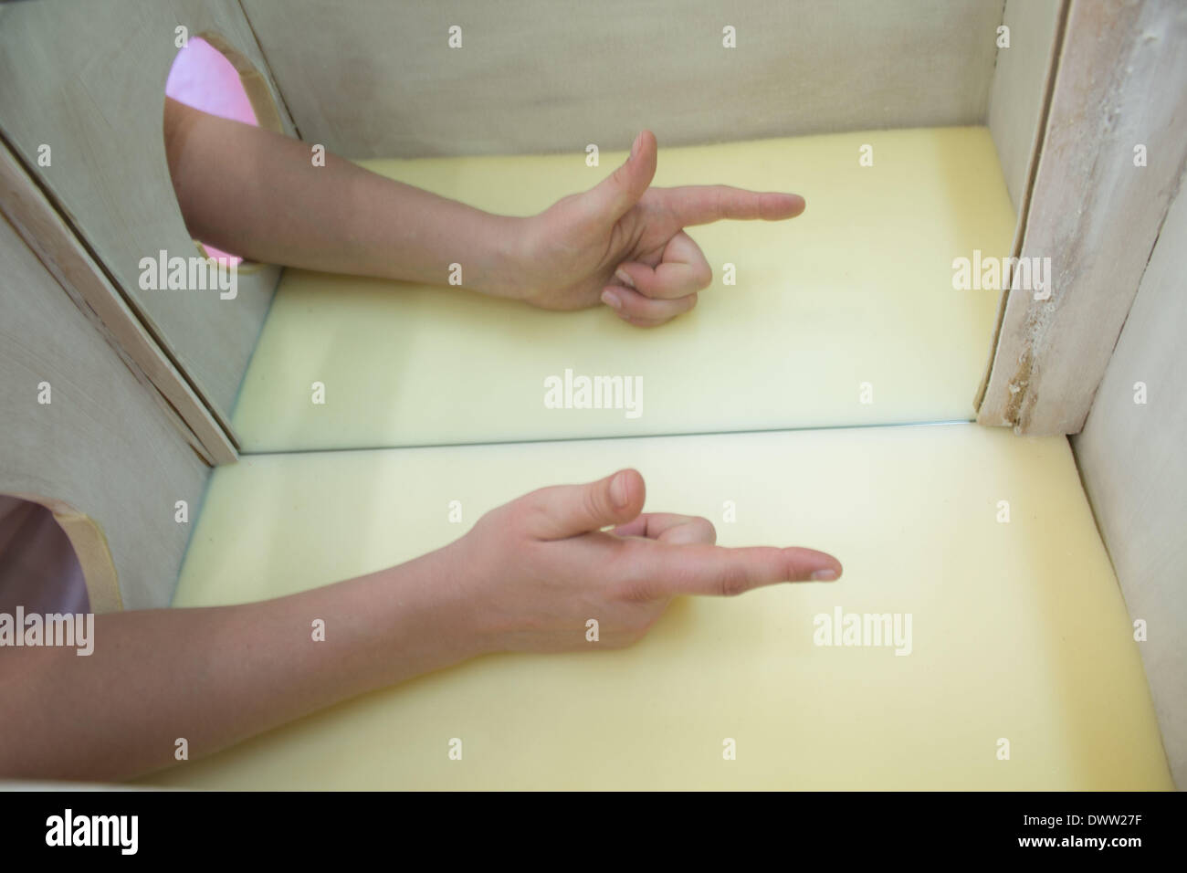 Mirror box ergotherapy Stock Photo - Alamy