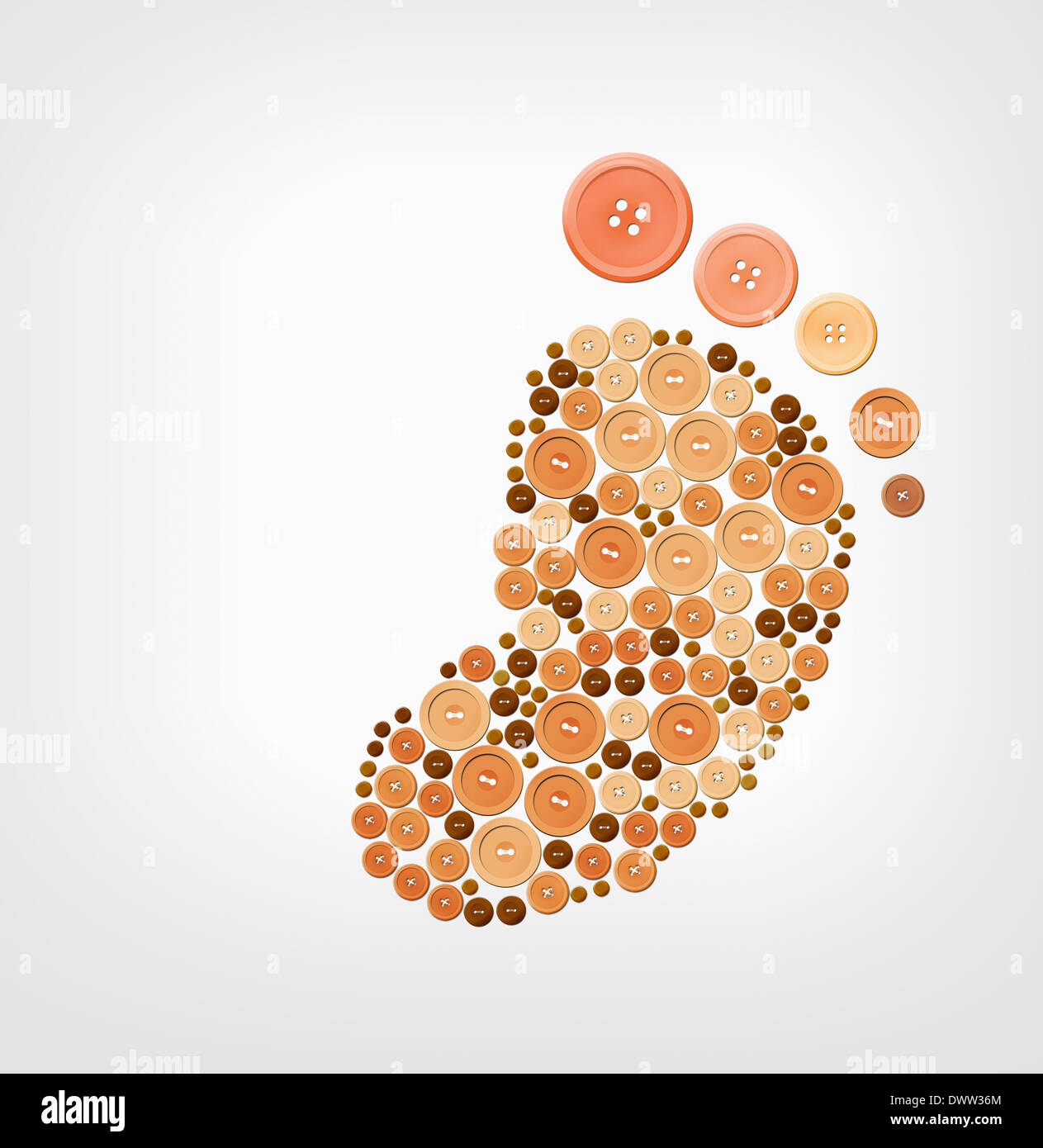 a foot print made out of textiles and buttons Stock Photo - Alamy
