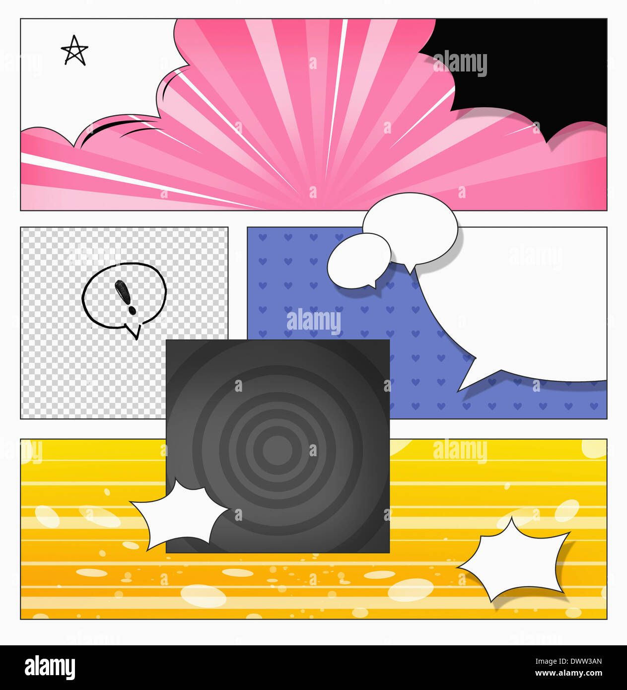 an empty cartoon page with speech bubbles Stock Photo - Alamy