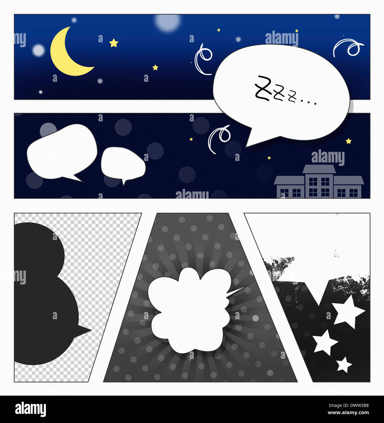 an empty cartoon page with speech bubbles Stock Photo - Alamy