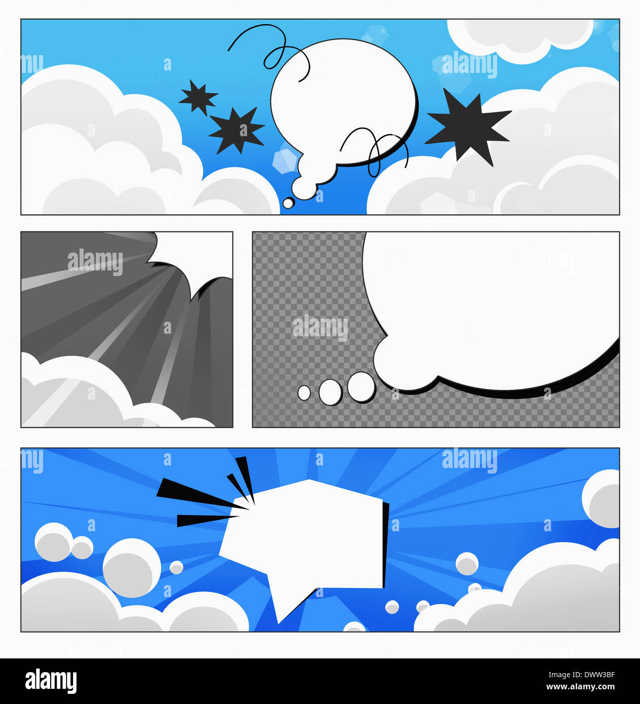 an empty cartoon page with speech bubbles Stock Photo - Alamy