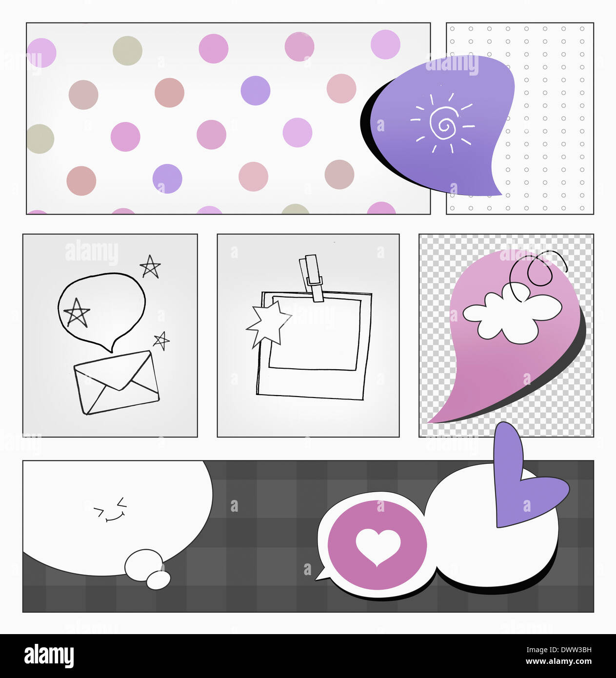 an empty cartoon page with speech bubbles Stock Photo - Alamy