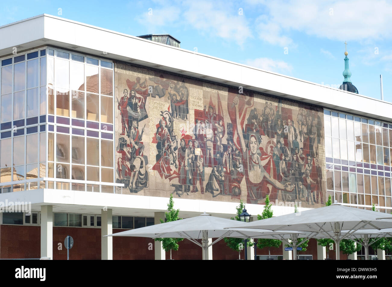 Germany, Saxony, Dresden, Socialistic Mosaic at the Palace of Culture ...