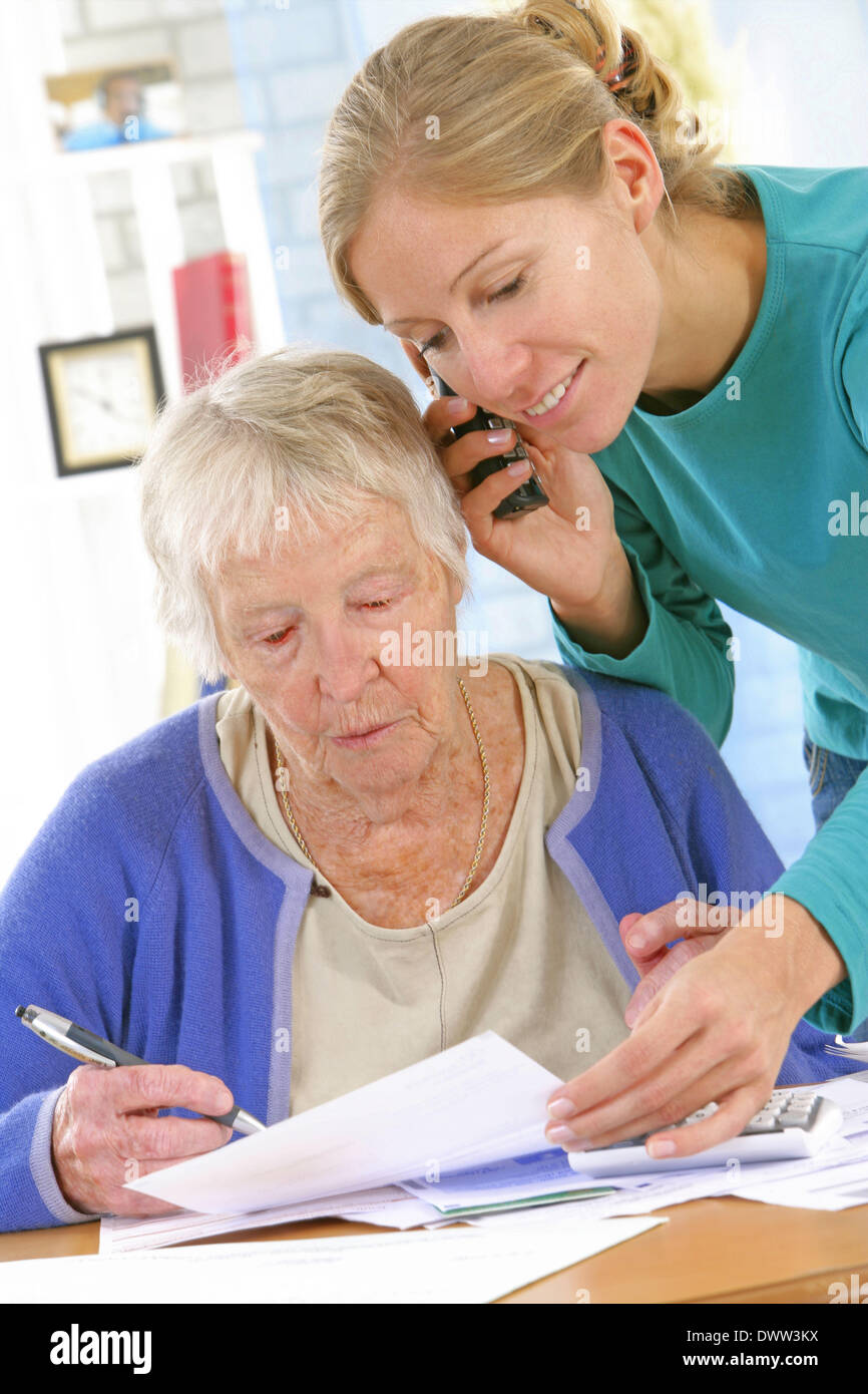 Mother daughter elderly writing hi-res stock photography and images - Alamy