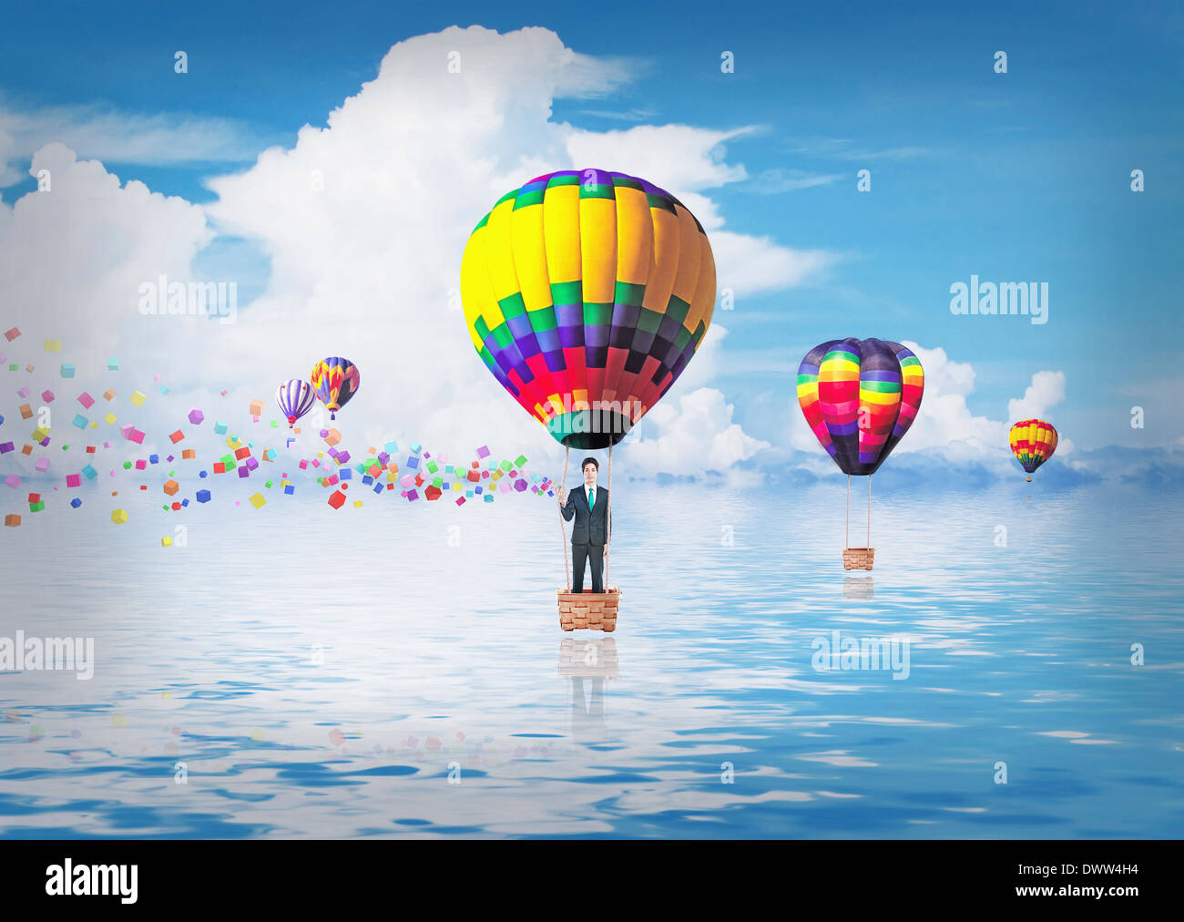 a business man in a hot air balloon Stock Photo - Alamy