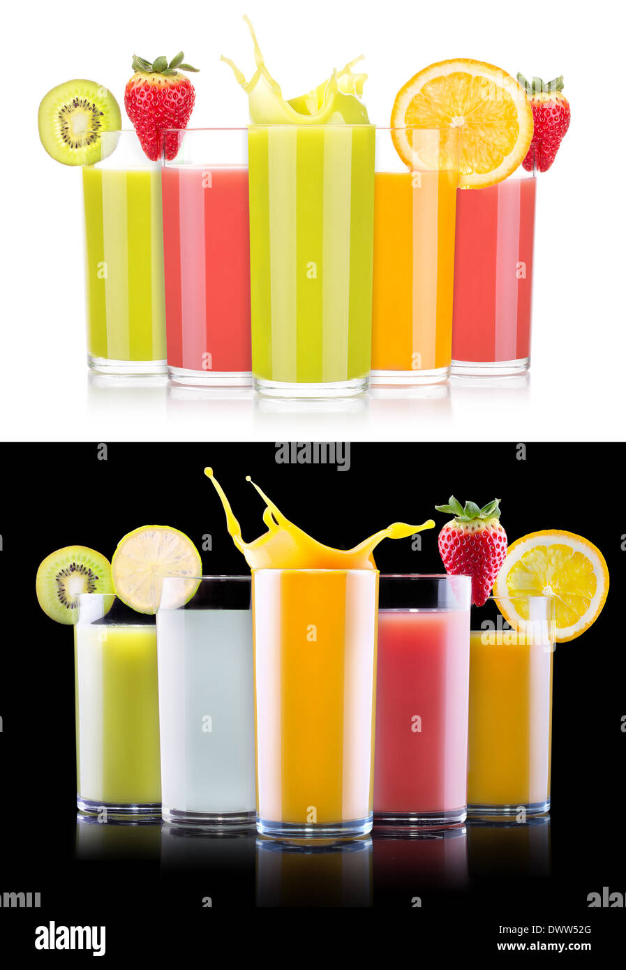 tasty summer fruit drinks in glass with splash isolated Stock Photo - Alamy