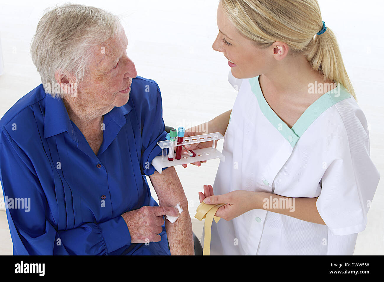 Blood specimen senior Stock Photo - Alamy