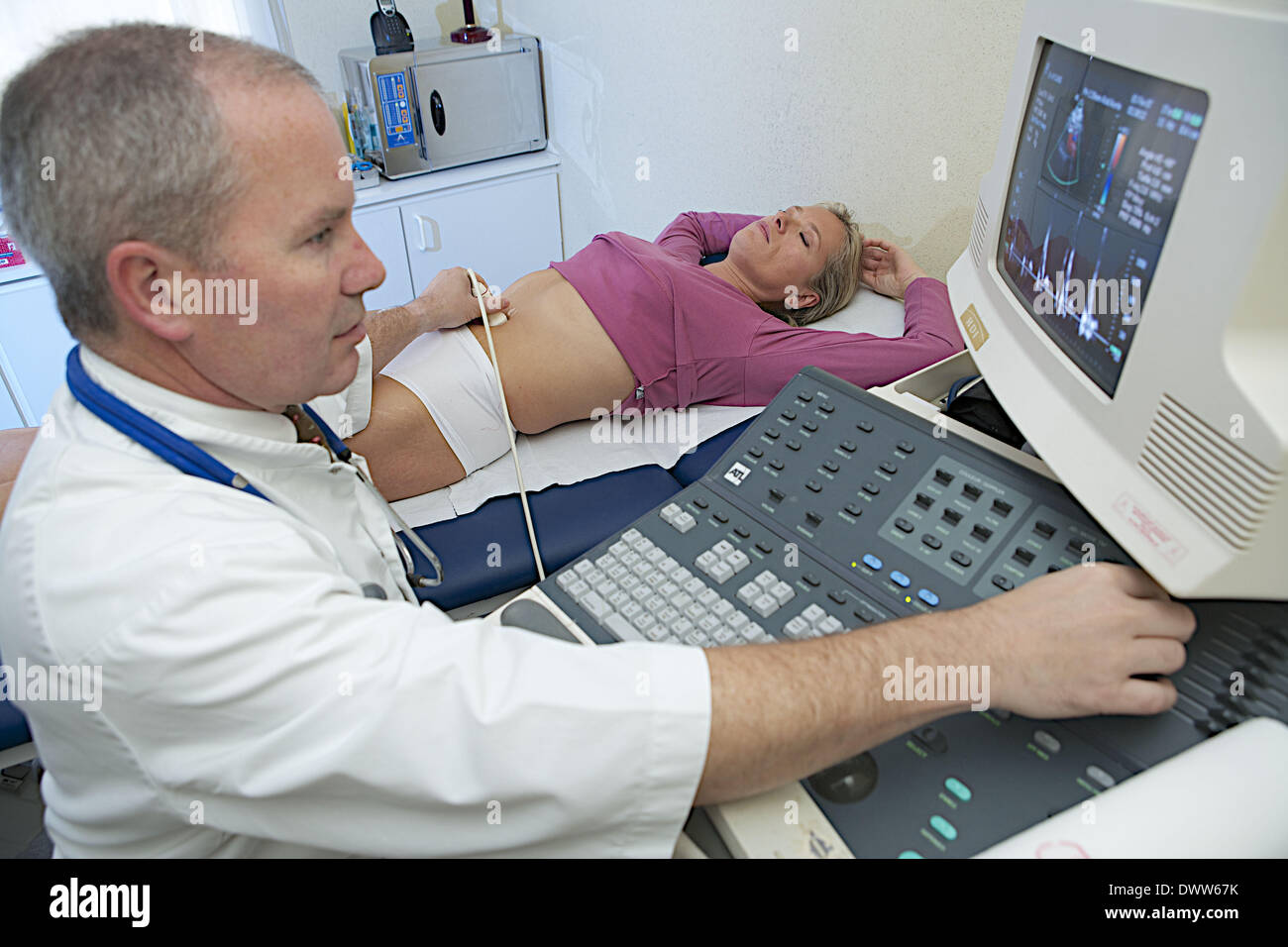 Abdominal ultrasound scan old woman hi-res stock photography and images ...