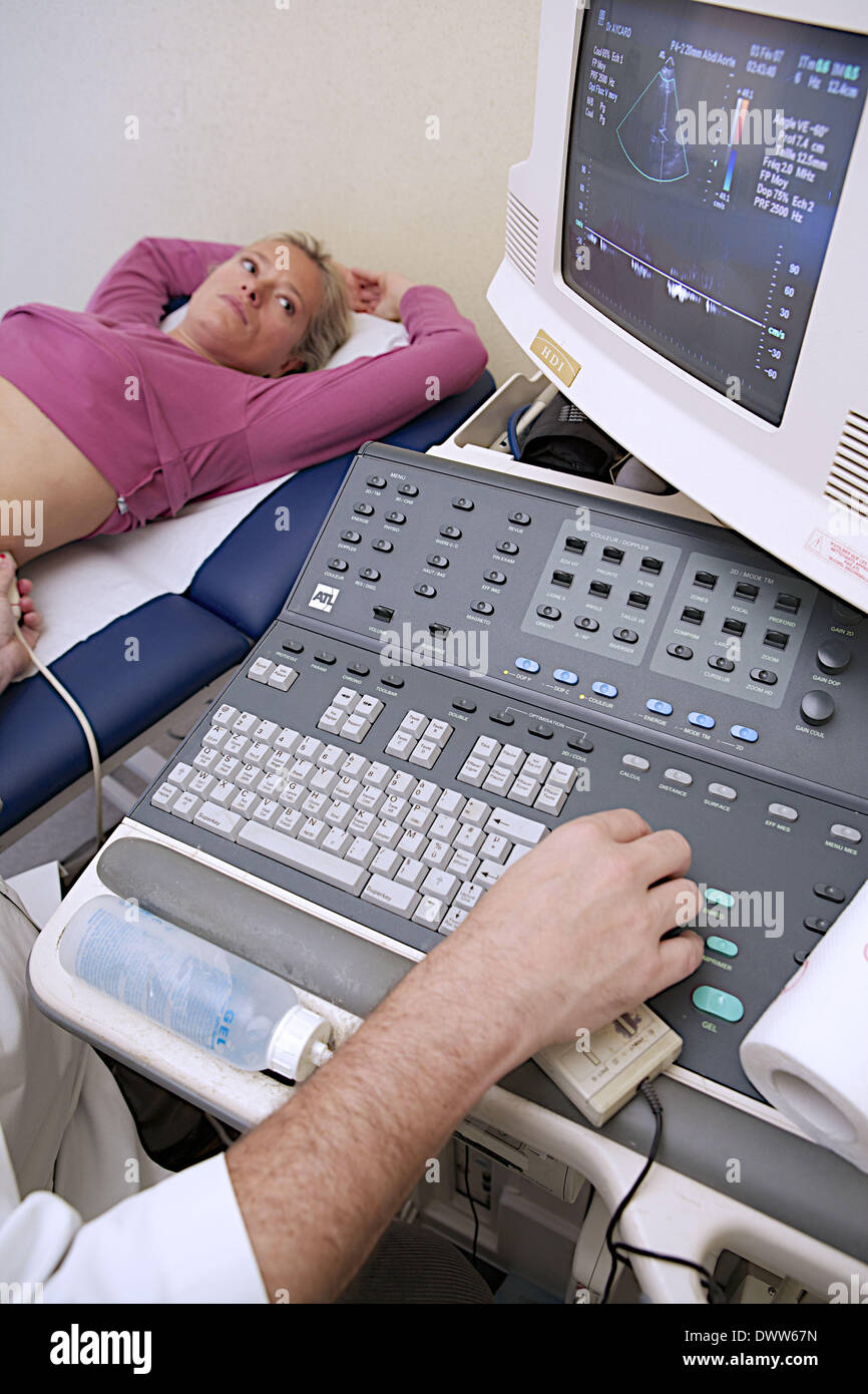 Doppler sonography abdomen Stock Photo - Alamy
