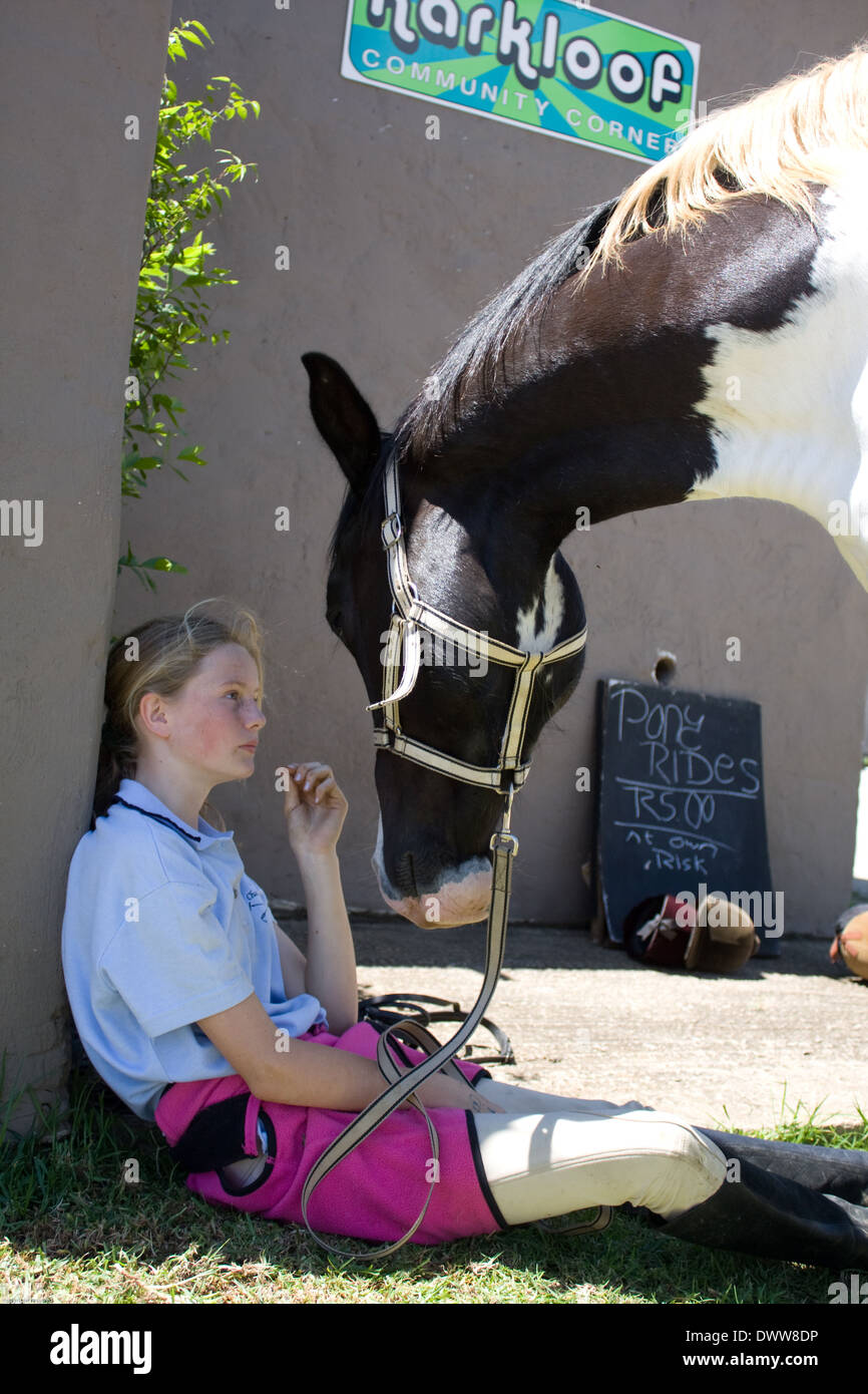 Daisy Scott-Barnes (12) offers pony rides on her horse McGuiness at the ...