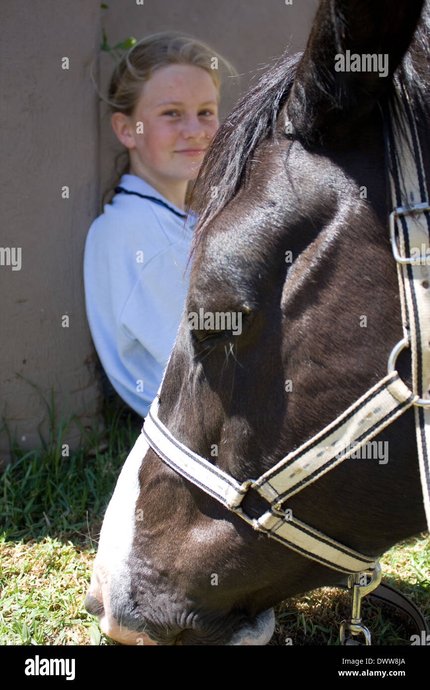 Daisy Scott-Barnes (12) offers pony rides on her horse McGuiness at the ...