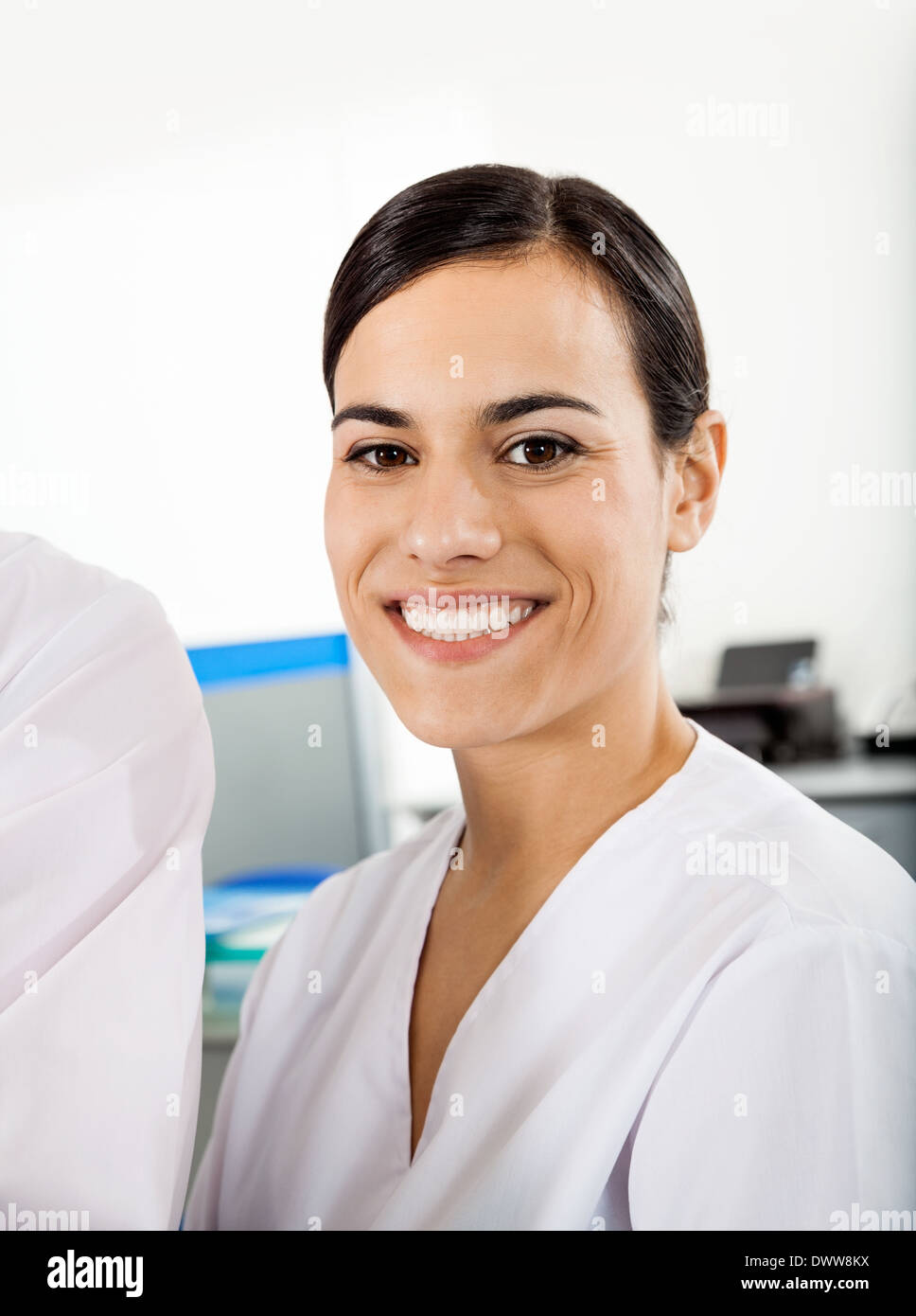 Happy Researcher In Hospital Stock Photo - Alamy