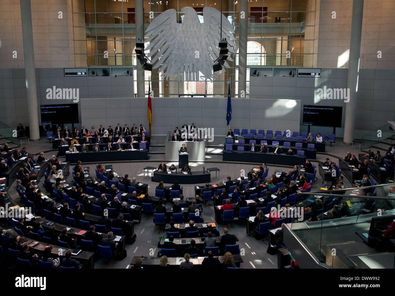 Berlin, Germany. 13th Mar, 2014. German Chancellor Angela Merkel makes ...