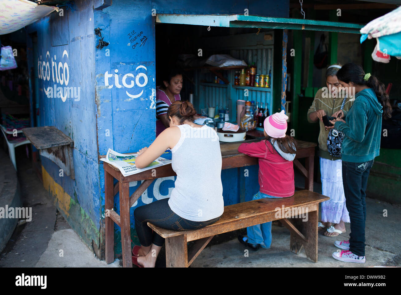 Eating breakfast at a small restaurant stall shack on the edge of the ...