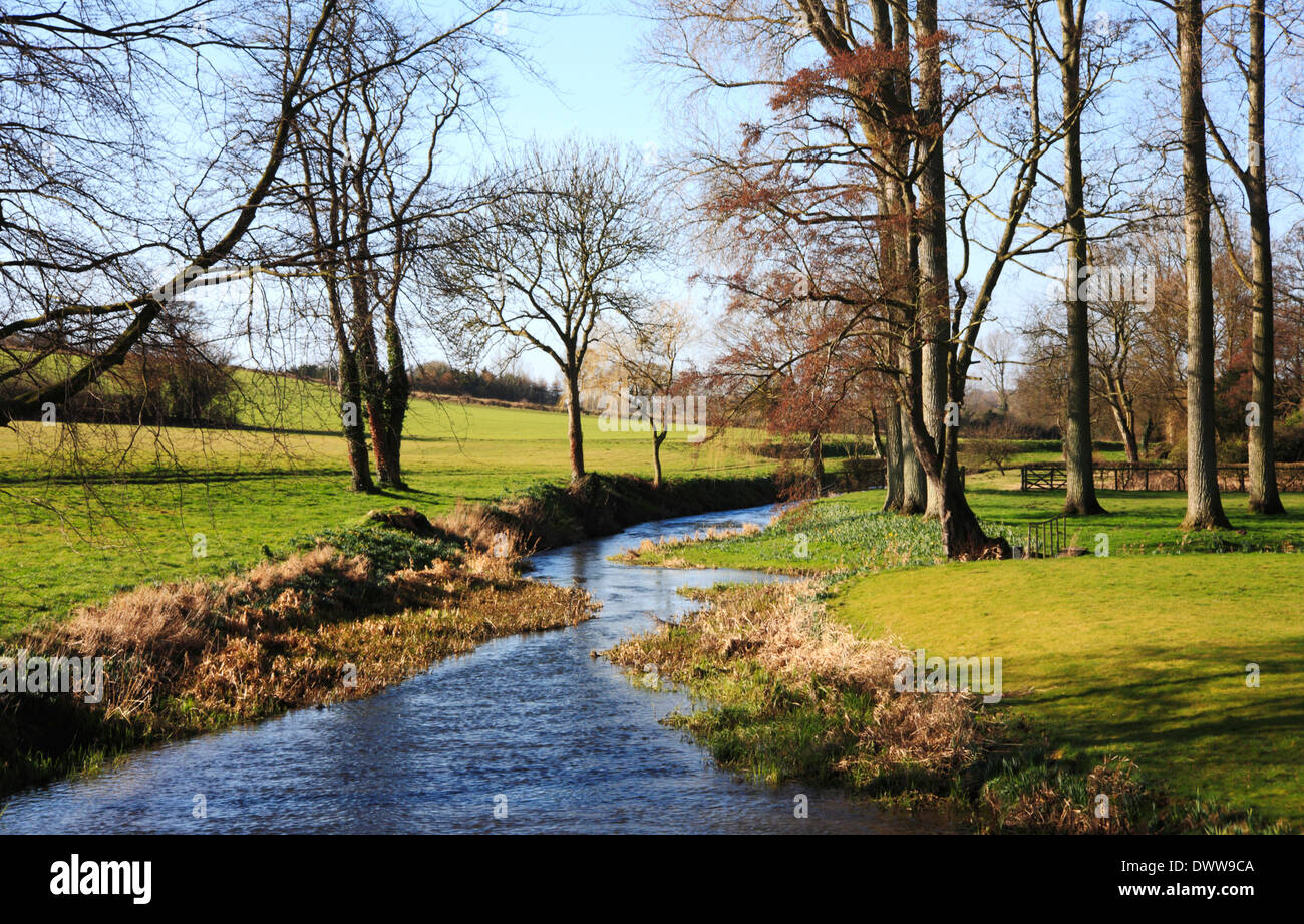 A view of the River Wensum near Bintree Watermill, Norfolk, England ...