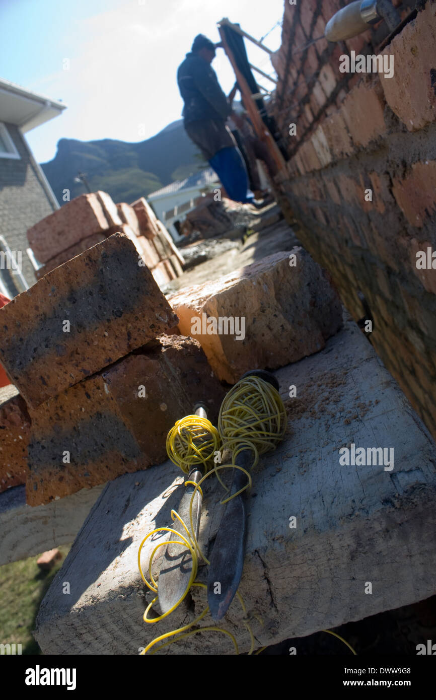 Building site. Solid construction with real bricks and cement are used ...