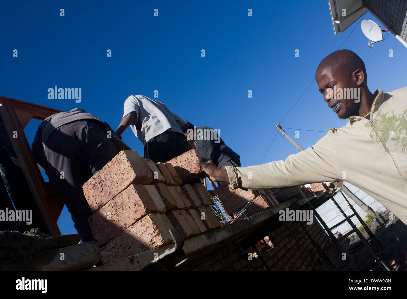 Building site. Solid construction with real bricks and cement are used ...