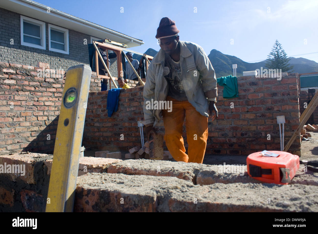Building site. Solid construction with real bricks and cement are used ...