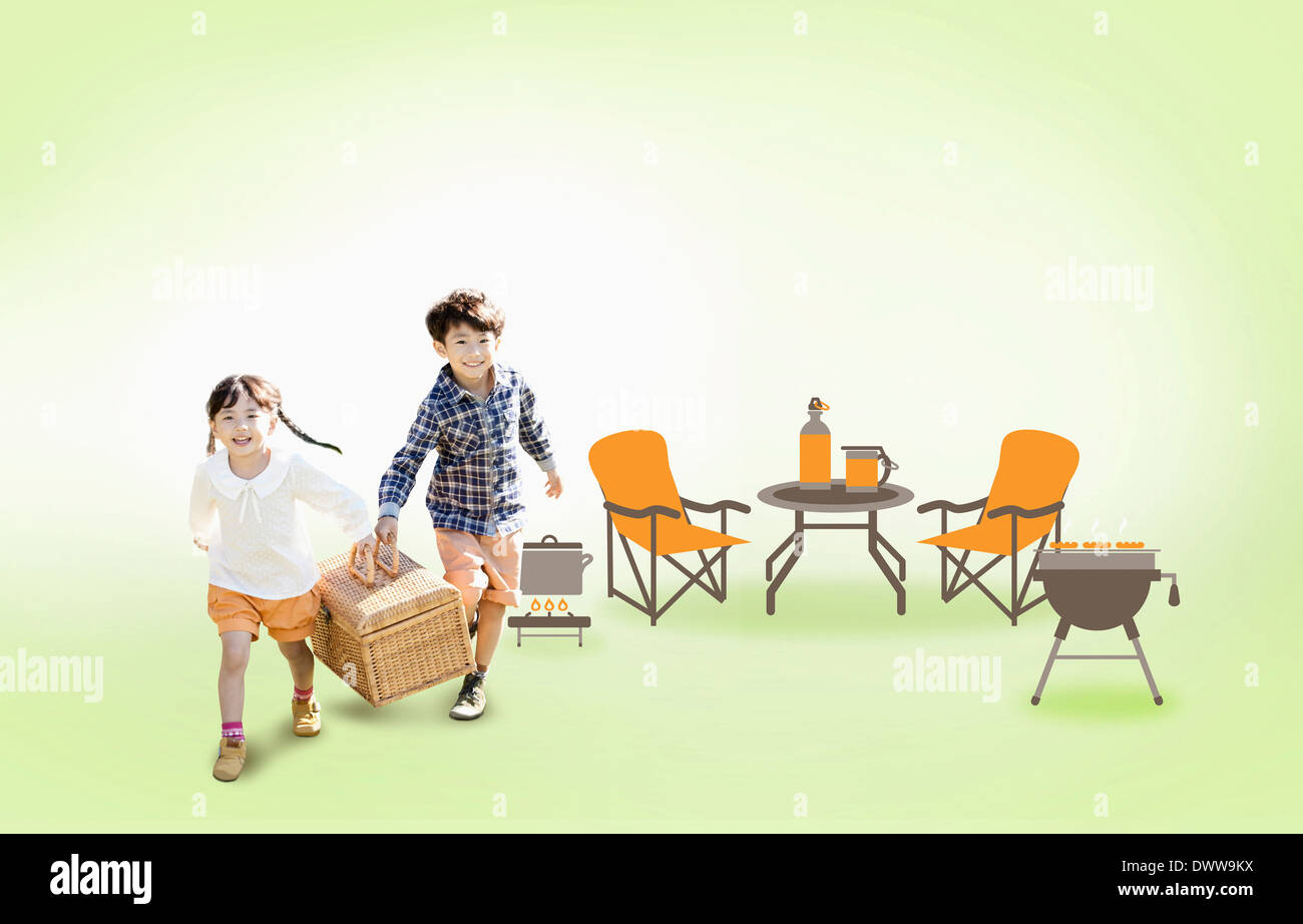 kids out camping Stock Photo - Alamy