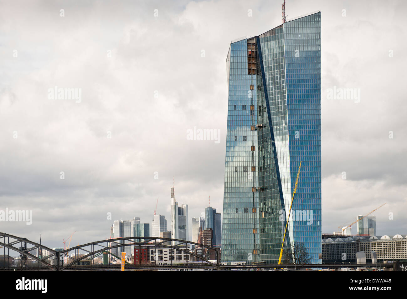 Germany, Frankfurt on the Main, new ECB building beside the river Main ...