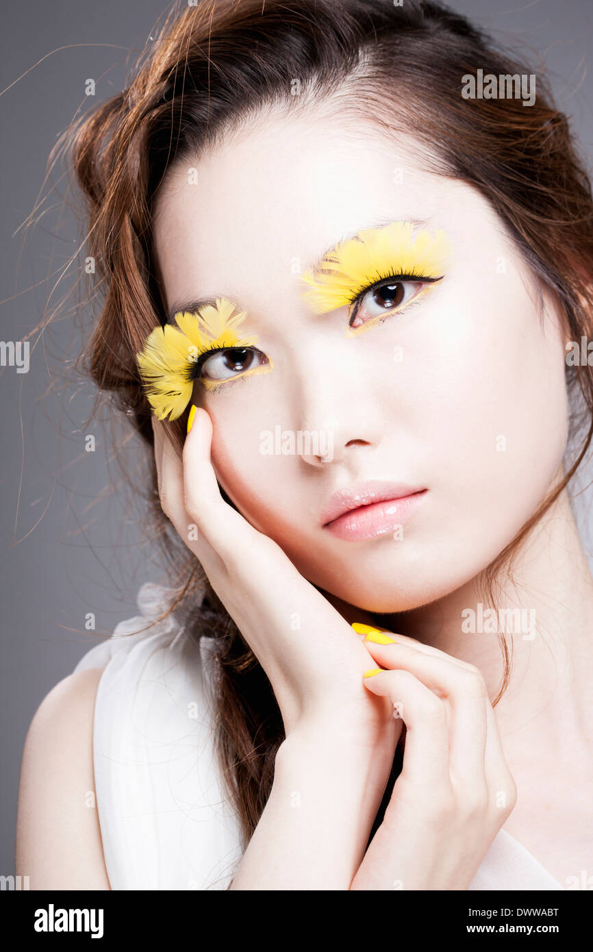 Woman long yellow eyelashes hi-res stock photography and images - Alamy