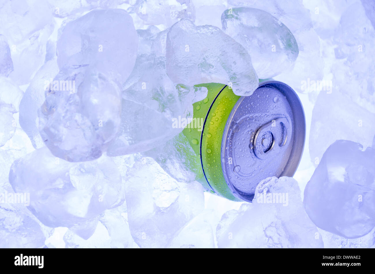 green Cans of Beer in Ice Cubes Stock Photo - Alamy