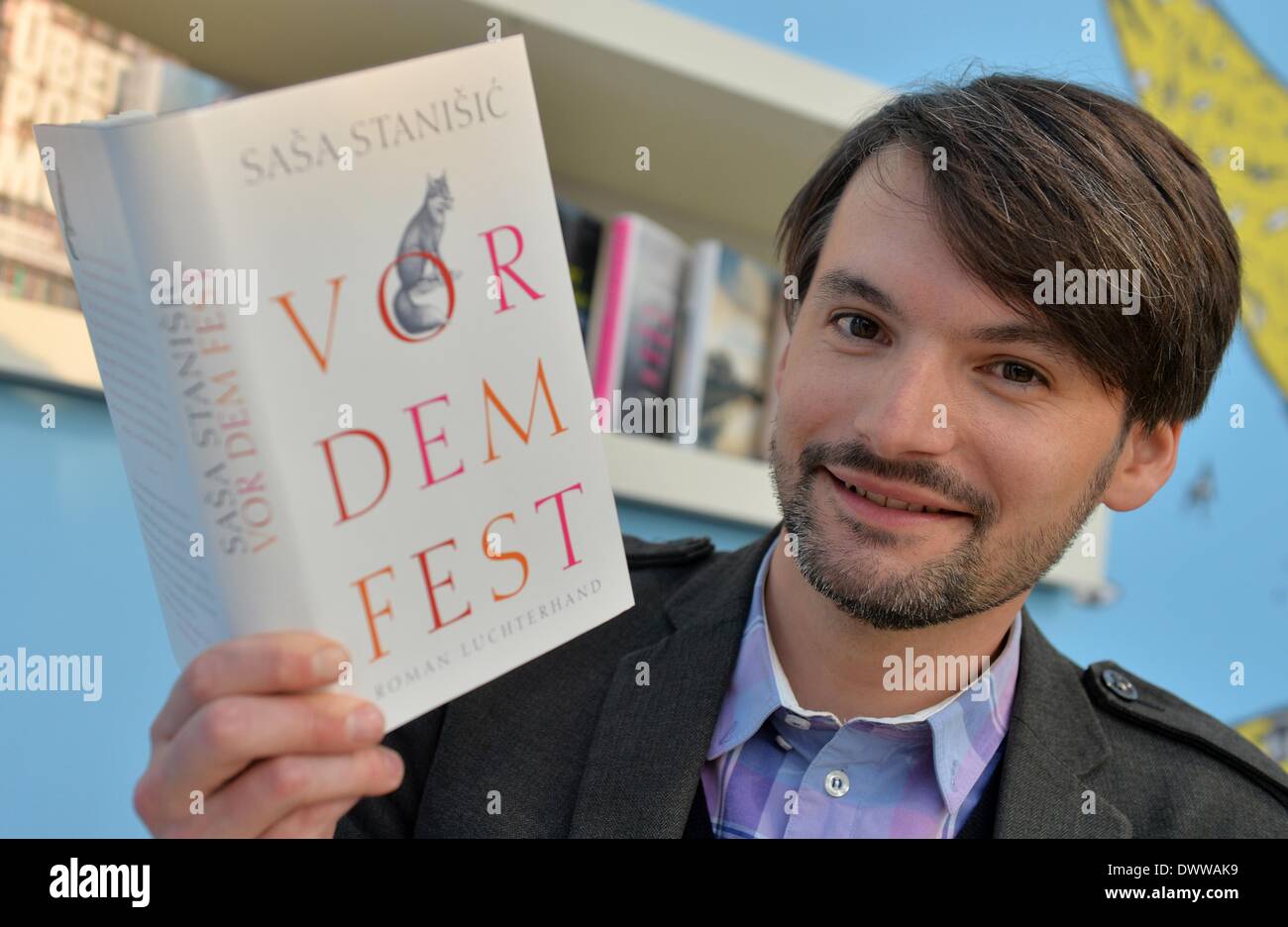 Leipzig, Germany. 13th Mar, 2014. German-Bosnian author Sasa Stanisic ...
