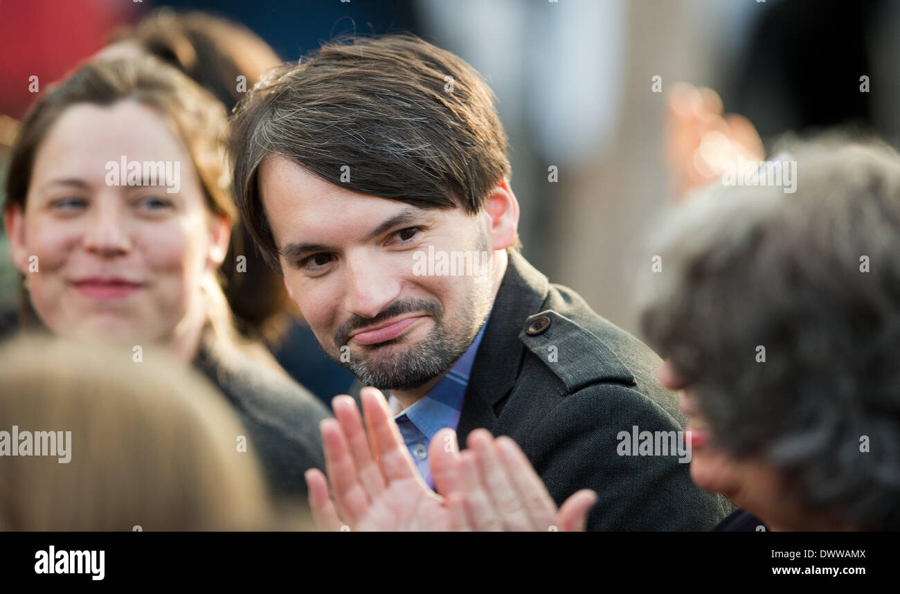 Leipzig, Germany. 13th Mar, 2014. German-Bosnian author Sasa Stanisic ...