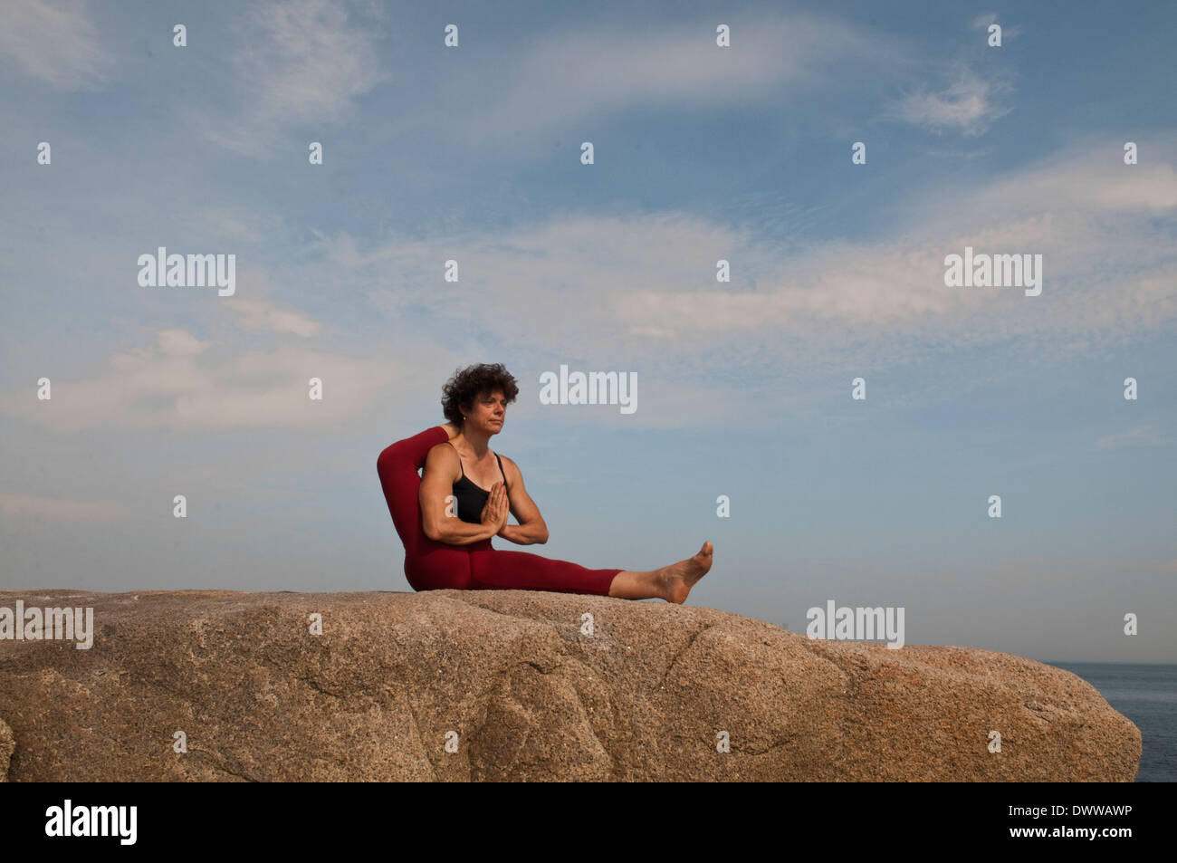 Iyengar ® Yoga Instructor Demonstrates Eka Pada Janu Sirasana (Forward ...